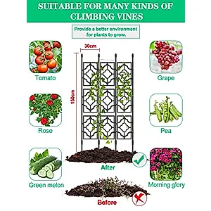 5FT Garden Trellis for Climbing Plants Outdoor, Kalolary Screen Garden Trellis Rustproof Vine Trellis Frame Cucumber Trellis Grow Support for Outdoor Indoor Fruits Vegetables Flowers Potted Plants