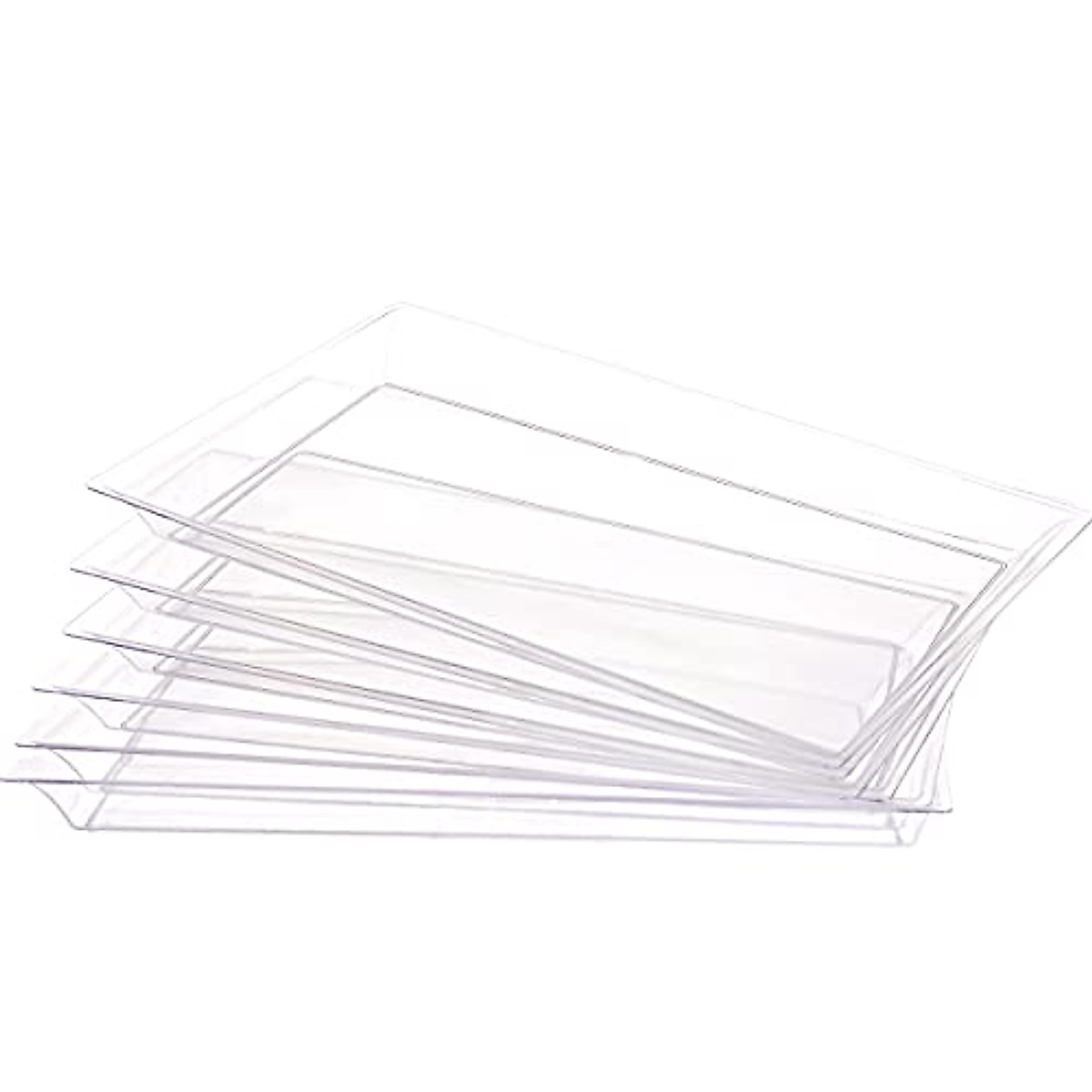 SUT 12 Pack Clear Plastic Serving Trays, 15’’×10’’ Rectangle Serving Platters Disposable Food Trays for Weddings and Parties