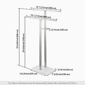 KES Standing Towel Rack 2-Tier Towel Rack Stand with Marble Base for Bathroom Floor, Upgrade Steady Design, SUS 304 Stainless Steel Brushed Finish, BTH217-2