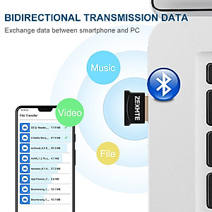 ZEXMTE USB Bluetooth Adapter for PC, 5.0 Bluetooth Dongle Receiver,Bluetooth Adapter for PC Windows 11/10/8/7 for Desktop, Laptop, Mouse, Keyboard, Printers, Headsets, Speakers