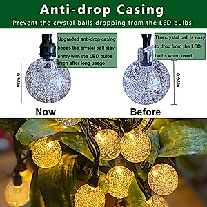Battery Operated Globe String Lights - Indoor Outdoor String Lights Waterproof Crystal Globe Lights 8 Modes 30 LED Patio Lights with Timer for Garden Balcony Pergola Party Decor, Warm White, 2 Pack