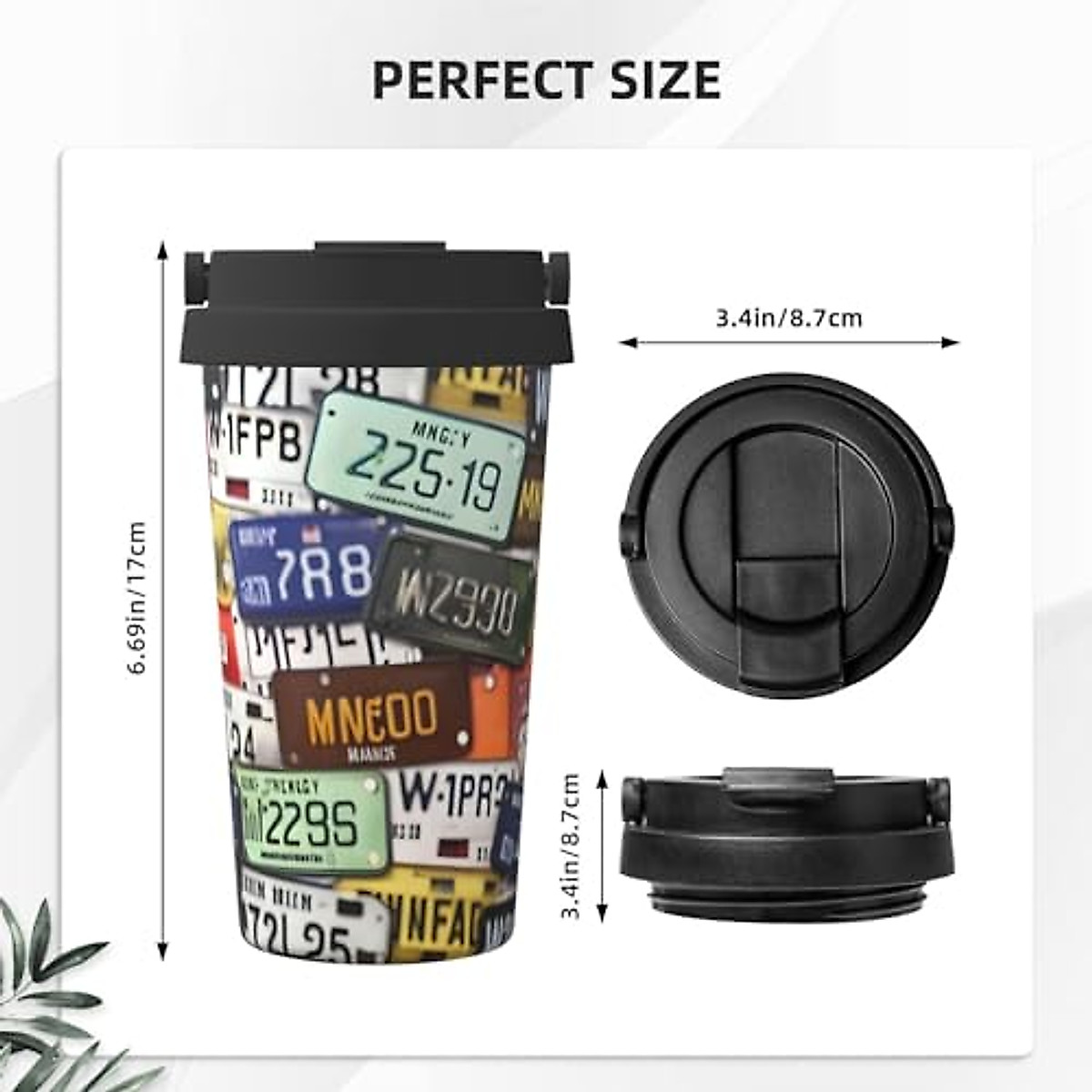 WANGZHAO License Plate Print Double Wall Stainless Steel Vacuum Insulated Tumbler Cup Home Thermal Cup