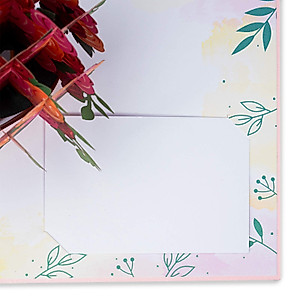 Paper Love 3D Rose Basket Romantic Pop Up Card, For Valentines Day, Mothers Day, All Occasions - 5" x 7" Cover - Includes Envelope and Note Tag