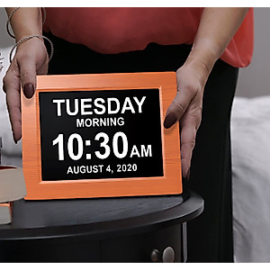 【New 2024】American Lifetime Dementia Clock Large Digital Clock for Seniors, Digital Clock Large Display with custom Alarms Clock with Day & Date for Elderly Large Number Digital Clock Brown Wood Color