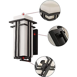 Wall Sconces , Outdoor Patio Wall Lights, Outside Black Up/Down Wall Lamp E27 Glass Lantern Exterior Wall Sconce IP65 Waterproof Aluminium Garden Wall Lights for Garden Terrace Balcony Porch Garage