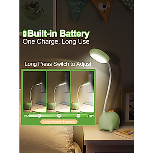 Unique Dinosaur Desk Lamp LED Night Light for Kids Wireless Charging Student Learning Eye Protection Lamp USB Rechargeable Home Bedroom Study Desk Room Decoration Lamp is the Teens Girls Best Gift