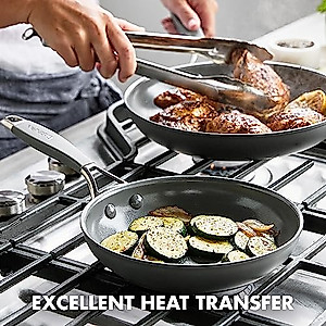 GreenPan York Hard Anodized Healthy Ceramic Nonstick 8" and 10" Frying Pan Skillet Set, Durable Forged Base, Scratch Resistant, Ergonomically Designed Silicone-Wrapped Handles, PFAS-Free, Gray