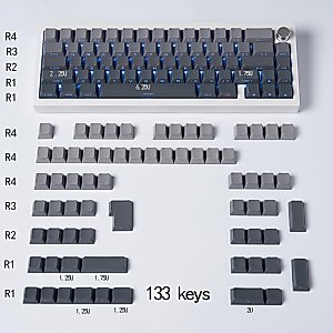 mintcaps Shine Through Keycaps -133keys PBT Doubleshot keycaps Gradient Side Print Cherry Profile Keycap Set for 60% 65% 75% 100% Cherry Gateron MX Switches Mechanical Keyboard