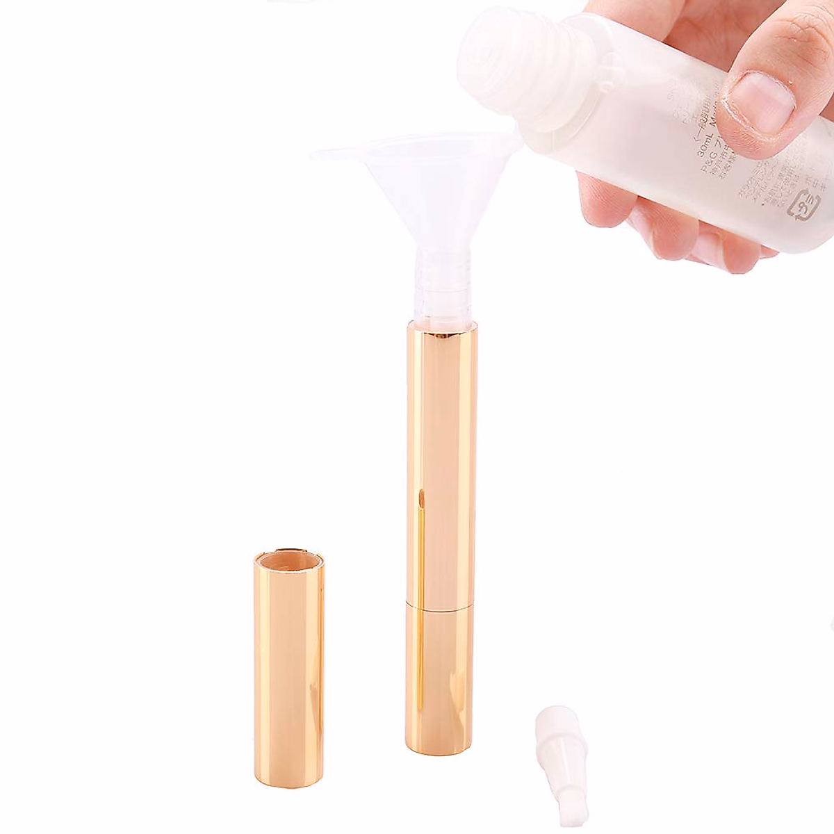 Rocutus 3pcs Refillable Plastic Empty Nail Oil Pen With Brush Gold Twist Bottle Portable Tooth Whitening Gel Cosmetic Container
