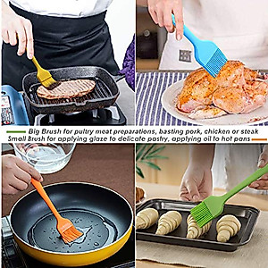 JIANYI Silicone Basting Brush, Food Grade Spread Oil Butter Sauce Marinades for BBQ Grill Baste Pastries Cakes Meat Sausages Desserts and Kitchen Baking, Cooking (Blue + Green)