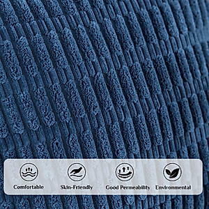 Softalker Throw Pillow Covers 18x18 Inch, Set of 4, Corduroy Soft Striped Farmhouse Boho Pillow Cover, Modern Decorative Cushion Pillow Case for Couch Sofa Bedroom Living Room, Grey/Blue
