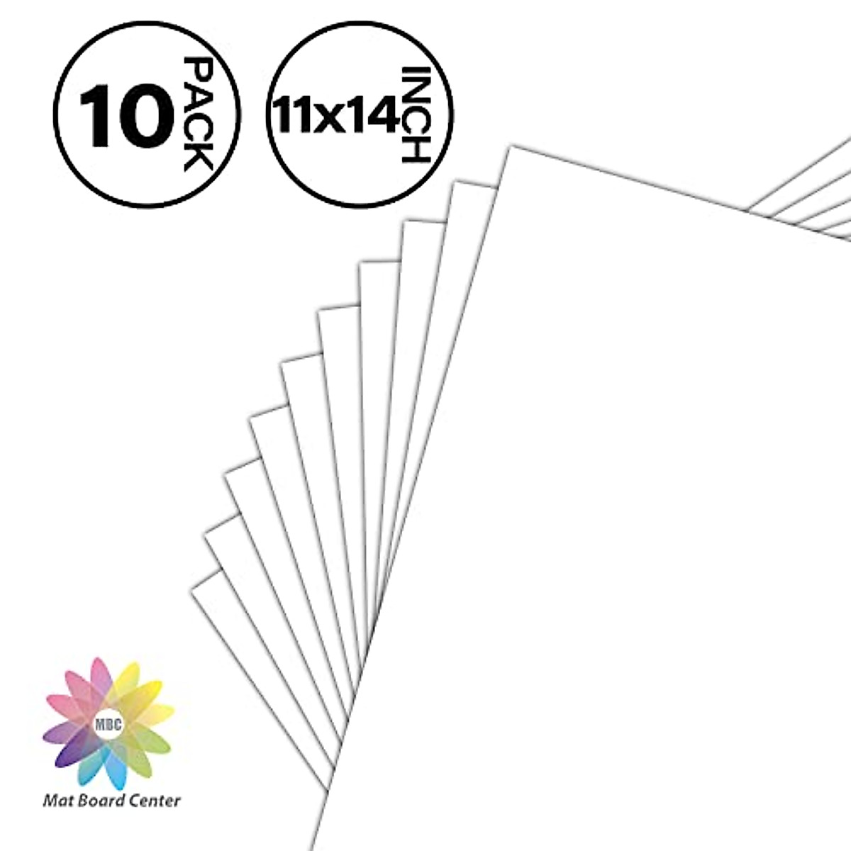 Mat Board Center, White Backing Boards - Full Sheet - for Art, Prints, Photos, Prints and More, 10 Pack, 11x14