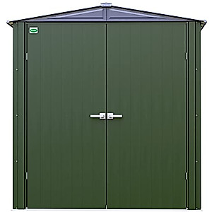 Scotts 6' x 3' x 6' Garden Storage Cabinet, Compact Outdoor Lockable Metal Shed Kit for Backyard, Patio, and Lawn