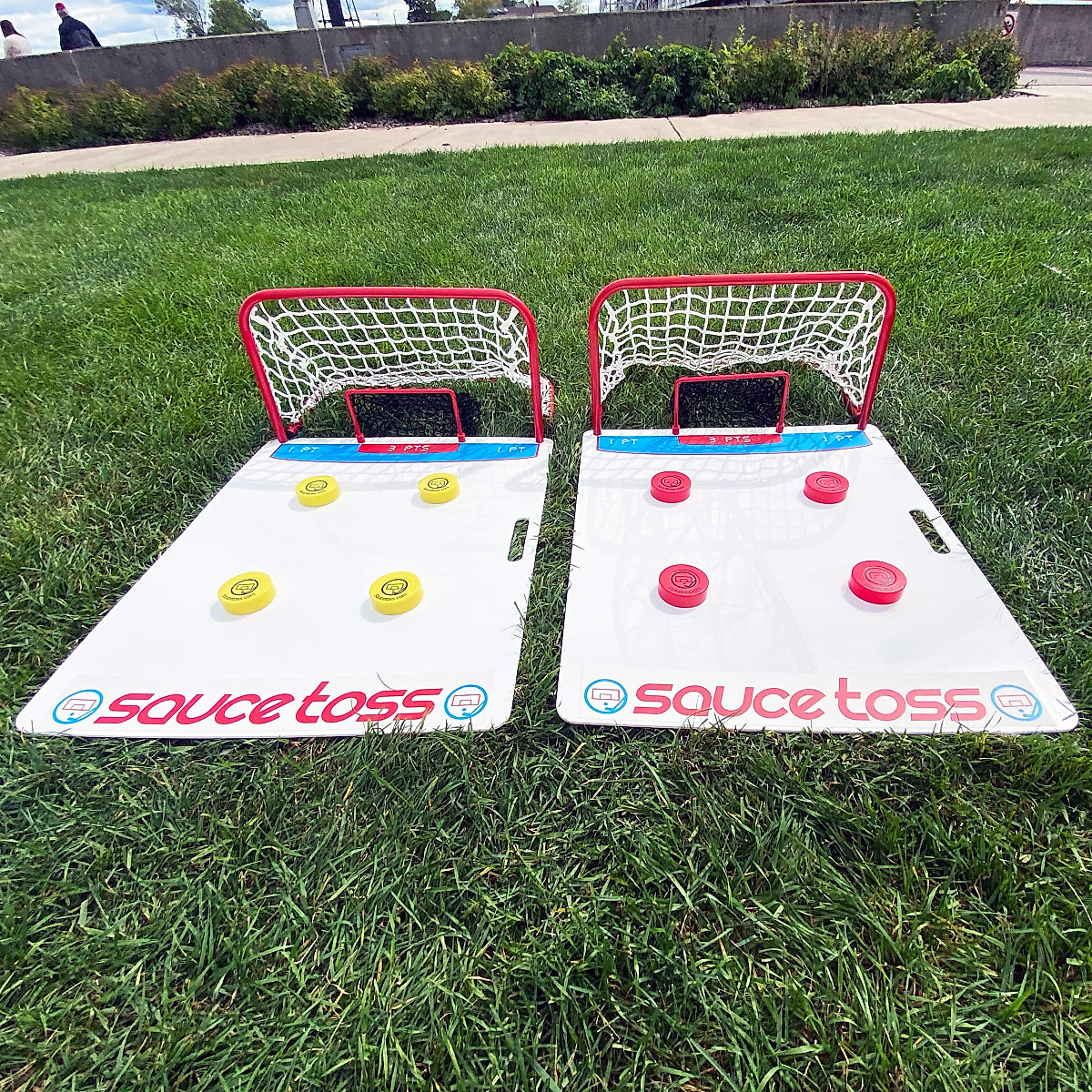 Sauce Toss: The Premium Hockey Sauce Pass Game for Playing, Passing, Training, Trick Shots and More - Tailgate Friendly and Portable Hockey Game, Supreme