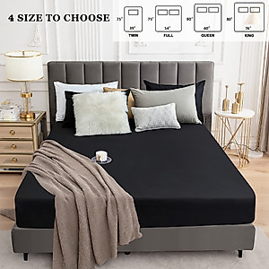 Sufdari Twin Mattress Protector Waterproof,Mattress Cover Twin Size for Bed,18" Deep Pocket Fitted Sheet Style Mattress Protector with Elastic Rubber Band-Black,Twin