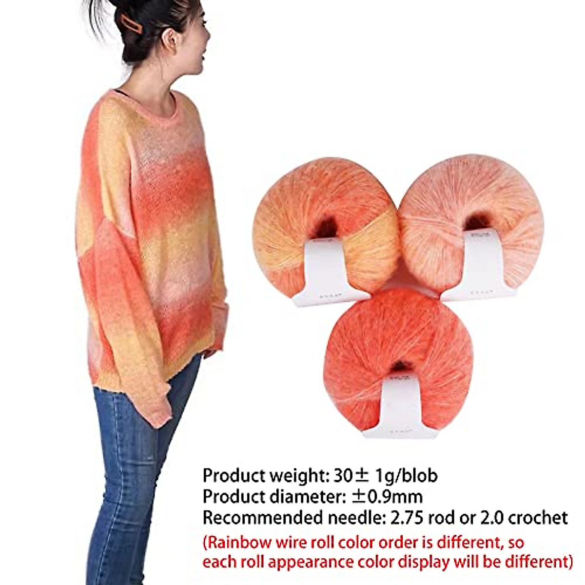 30 Grams Roll Soft Angora Mohair Yarn Wool Knitting Yarn Warm 3 Bundles Long Wool Fiber Wool for Clothes Scarves Sweater Shawl Hats and Craft Projects Crochet DIY Tool, Type 7