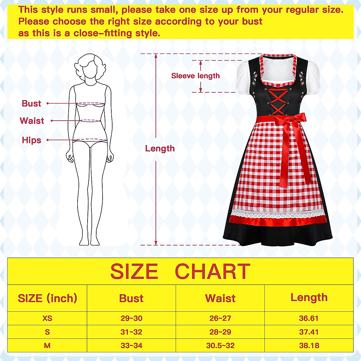 QZYL Oktoberfest Costumes Women, German Dresses for Oktoberfest Women, Dirndl Dresses Outfit for Bavarian Oktoberfest Carnival