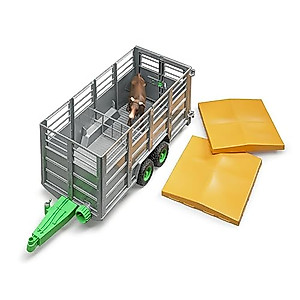 Bruder Livestock Trailer Vehicle with 1 Cow, Brown/Black, One Size