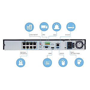 4K 8-Channel PoE Network Video Recorder NVR, Embedded Plug & Play DS-7608NI-I2/8P(2021 New Version)