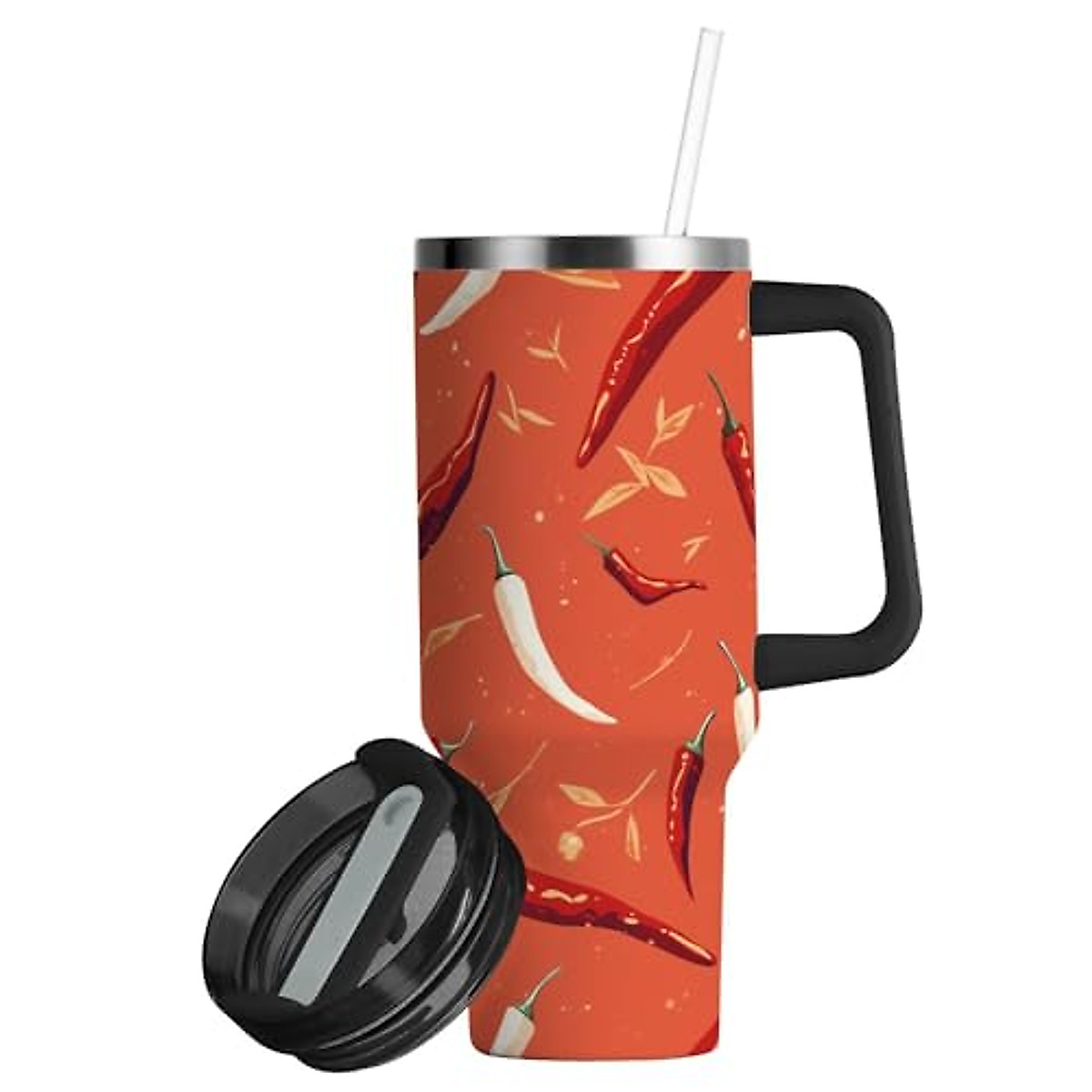 linqin Retro Peppers Vacuum Insulated Tumbler with Lid and Straw 30 oz Kids Water Bottles Reusable Travel Tea Mug for School, Daycare, Camp