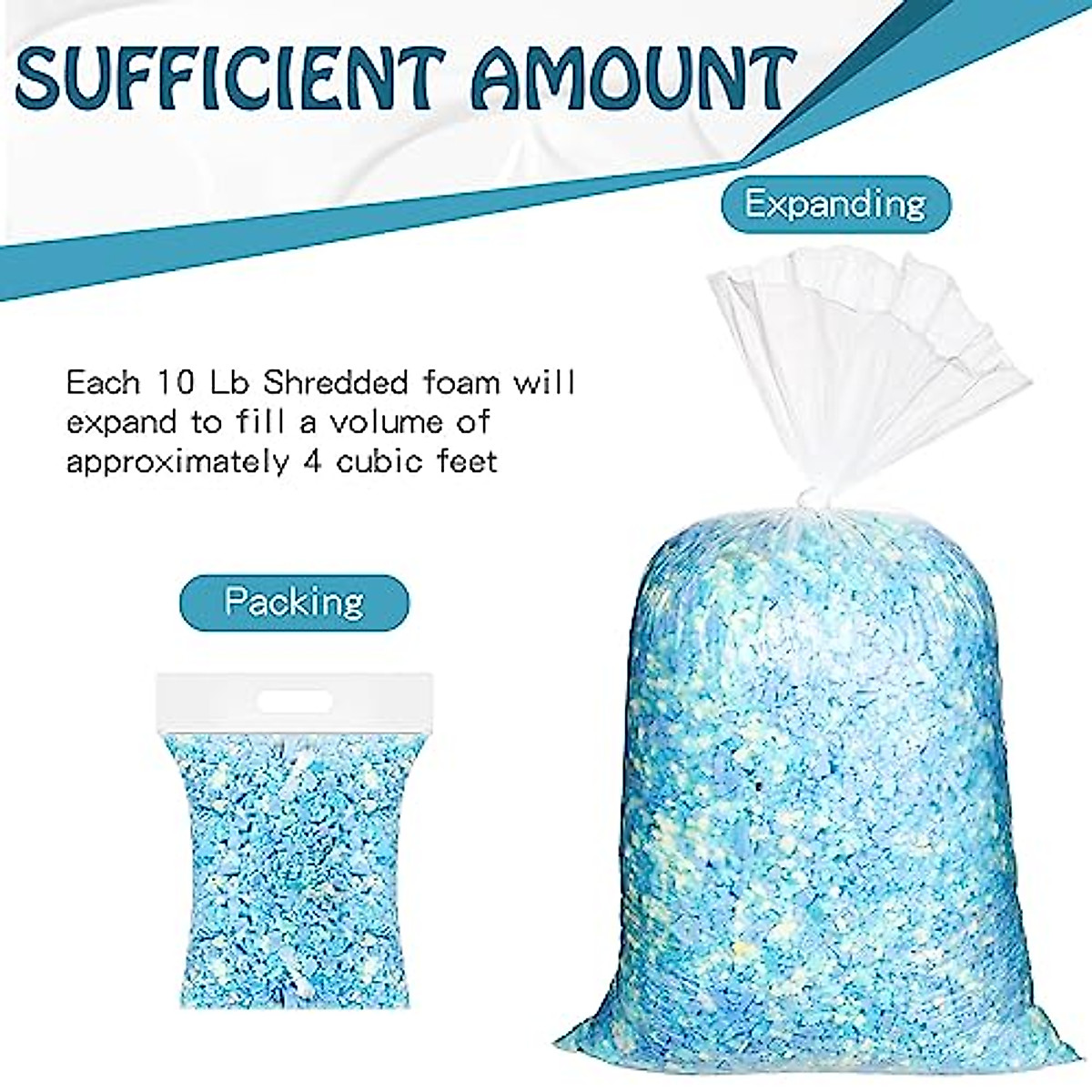 Frienda 10lbs Shredded Memory Foam Filling Multi Color Filler Foam Refill Soft Bean Bag Filler Pillow Stuffing for Pillow Cushion Dog Bed Chairs Arts Crafts Beanbag Sofa
