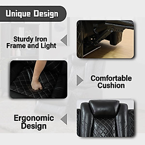 Power Recliner Sectional Sofa with LED, Breathing Leather Power Reclining Sofa Set, Sectional Reclining Couch with USB Port/Cup Holder/Storage for Living Room (Black)