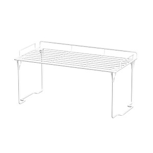 iPEGTOP Stackable Cabinet Shelf Organizers, Set of 2 Kitchen Countertop Cupboard Storage Rack, Pantry Stand Shelves Space Saving for Kitchen, Bedroom, Bathroom, White