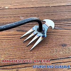 KODEQ 2023 New Weeding Artifact Uprooting Weeding Tool, Premium Manganese Steel Forged Weed Puller 4 Teeth Dual Purpose Weeder, Manual Household Agricultural Tool Weed Remover (C)