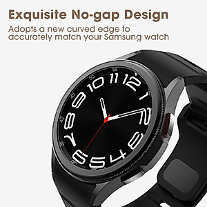 Rugged No Gap Bands Compatible with Samsung Galaxy Watch 6 4 5 Band 40mm 44mm/Galaxy Watch 6 Classic 47mm 43mm/Watch 4 Classic 46mm 42mm/Watch 5 Pro 45mm, Soft Silicone Replacement Sport Strap for Men