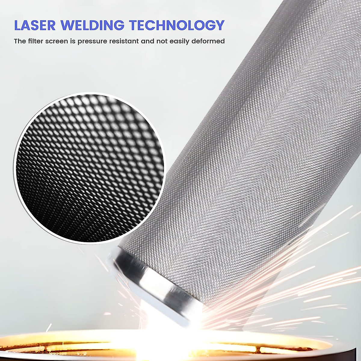 Amwater Stainless Steel Re-Cleanable Wire Mesh Filter Cartridge 20 "Length,2.5 "OD(10 Micron)