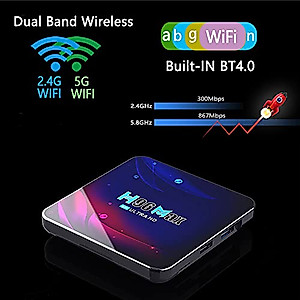 Smart TV Box 4G+64GB H96 Max Android 11.0 RK3318 Quad-Core with 2.4G WiFi 4K Ultra HD H.265 Streaming Media Player