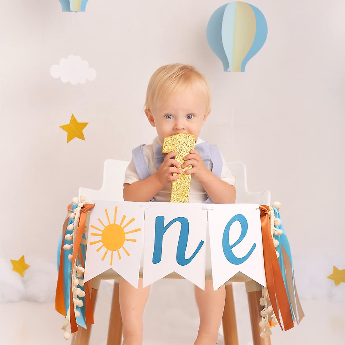 You Are My Sunshine High Chair Banner - Sun Themed First Birthday Party Decorations For Boy, Boho Sun 1st Birthday Party Favor, Modern Sun One Garland For High Chair, Baby Boy Shower Supplies