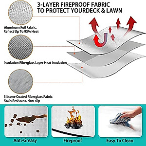 Fire Pit Mats for Under Fire Pit (40" Large) 3 Layers Premium Round Fire Pit Mat for Deck Fire Pit Mat Fire Pit Mats for Under Fire Pit Fireproof Mat Firepit Mats