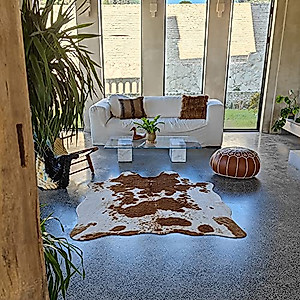 rugoo Premium Brown Cowhide Rug 4.6 ft x 6.6 ft Faux Cowhide Rug Cow Print Rug Faux Animal Skin Rug for Living Room Bedroom Nursery Western Decor