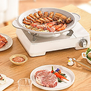 Korean BBQ Grill Pan, Non Stick Barbecue Plate White 32cm Grill Plate For Induction Cooker For Home Camping And Outdoor Griddle