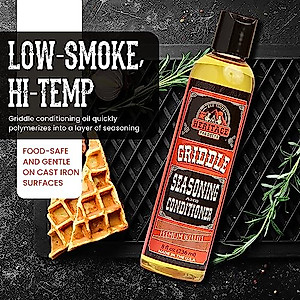Heritage Products Griddle Seasoning Oil - Low-Smoke, Hi Temp All-Natural Cast Iron Griddle Conditioner for Dutch Oven, Camp Grill and Skillet Cleans, Protects Cast Iron Cookware with Avocado Oil