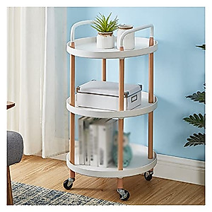 N/A 3 Tier Storage Rack Kitchen Foldable Trolley Vegetable Floor Rack Wheels (Color : A, Size : 51cm*48cm)
