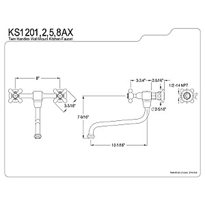 Kingston Brass KS1202AX Heritage Kitchen Faucet, Polished Brass