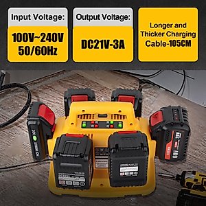 【Upgrade】 DSANKE DCB104 6 Port Charger Replace for DeWalt 20V Battery Charger Station Compatible with Dewalt 20V/60V Battery DCB200 DCB201 DCB203 DCB204 DCB206 DCB181 DCB180 DCB606 DCB612 DCB609