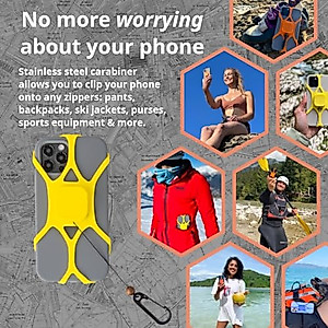 Pulpo Safety Cell Phone Leash - Anti-Drop Cell Phone Harness Compatible with Most Smartphones - Heavy Duty Retractable Tether - Anti Theft Phone Strap Lightweight Case Friendly Leash - Annoying Orange