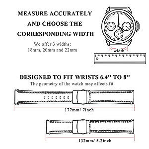 DOANYA 18mm Top Grain Leather Watch Band, Black Watch Strap Compatible with Fossil Sport (41mm women's) / Seiko 5 (SNK805 / SNK803 / SNK807) with Push Button Hidden Clasp for Men Women