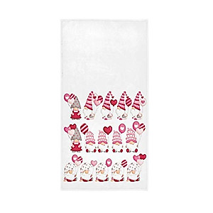 Exnundod Pink Gnomes Set Hand Bath Towel 16x30in, Spring Mother's Day Soft Absorbent Face Towel Washcloths for Home Decorative Holiday Gifts