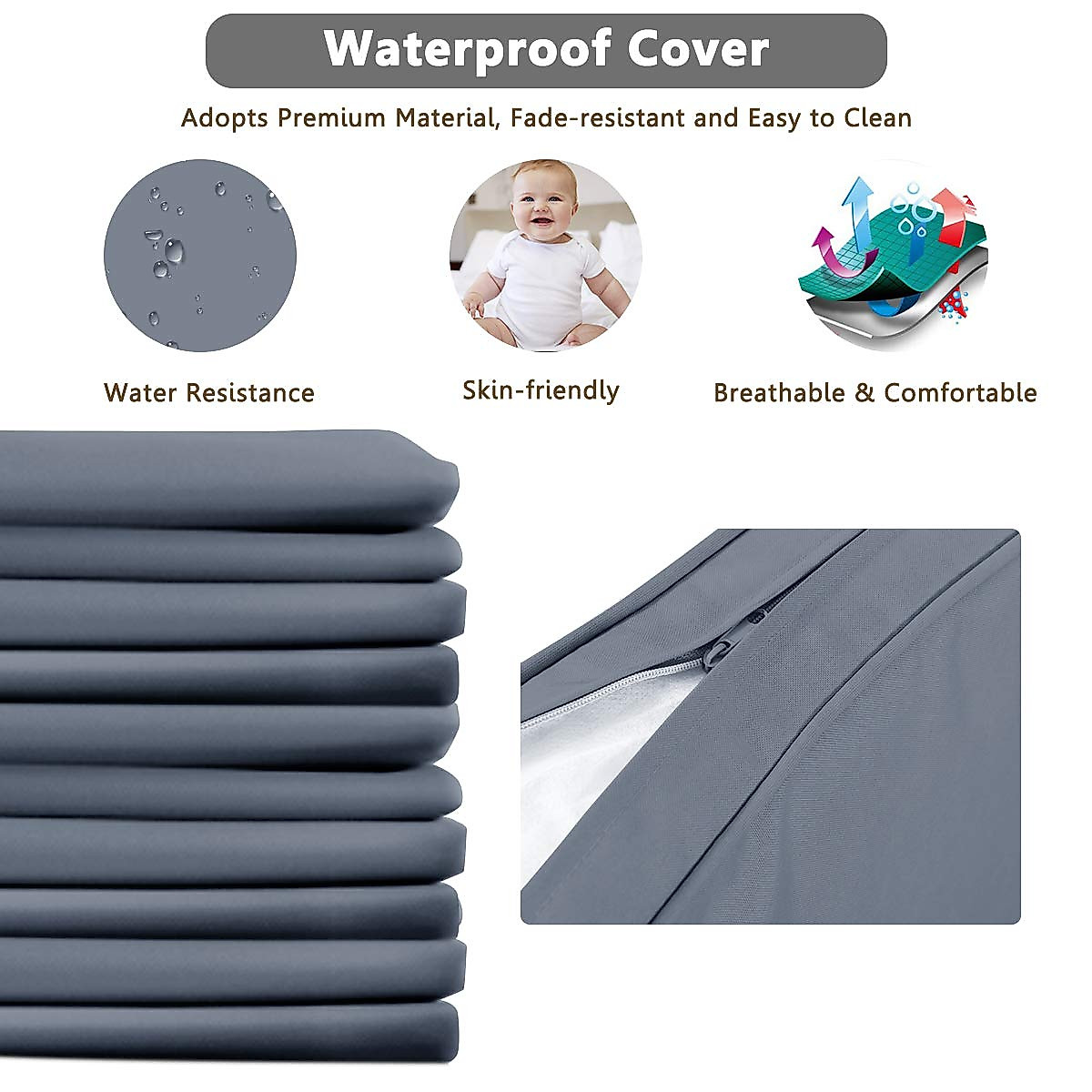 Moccha Patio Furniture Sets, Sectional Sofa Set, includes Lounge Chaise, Loveseat & Coffee Table, All Weather Rattan Wicker Couch w/Washable Seat Cushions, Patio Garden Lawn Backyard Furniture (Grey)