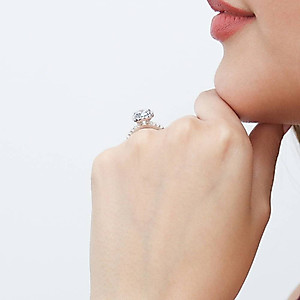 BERRICLE Sterling Silver Halo Wedding Engagement Rings Round Cubic Zirconia CZ Ring Set for Women, Rhodium Plated Size 6