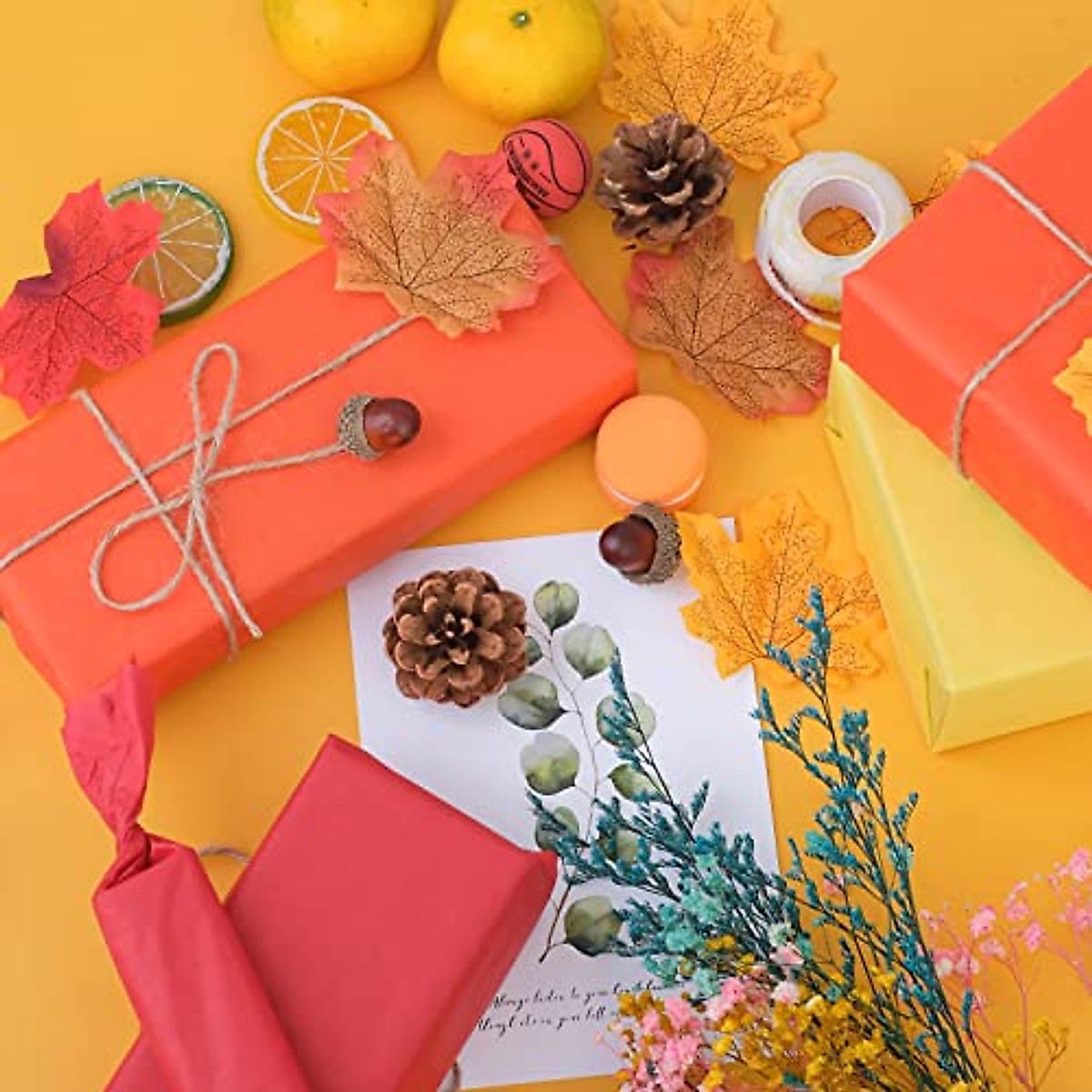 100 Sheets Black Orange Yellow Tissue Paper for Gift Bags,Gift Wrapping Paper for Harvest Fall Thanksgiving Holiday Party,13.8 x 19.7"