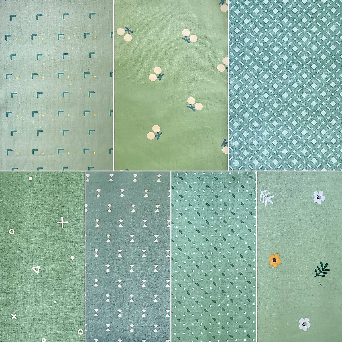 Misscrafts 7pcs Quilting Fabric 18" x 22" 100% Cotton Craft Fabric Bundle Squares Fat Quarters Multicolored for Patchwork DIY Sewing Scrapbooking (Cyan)