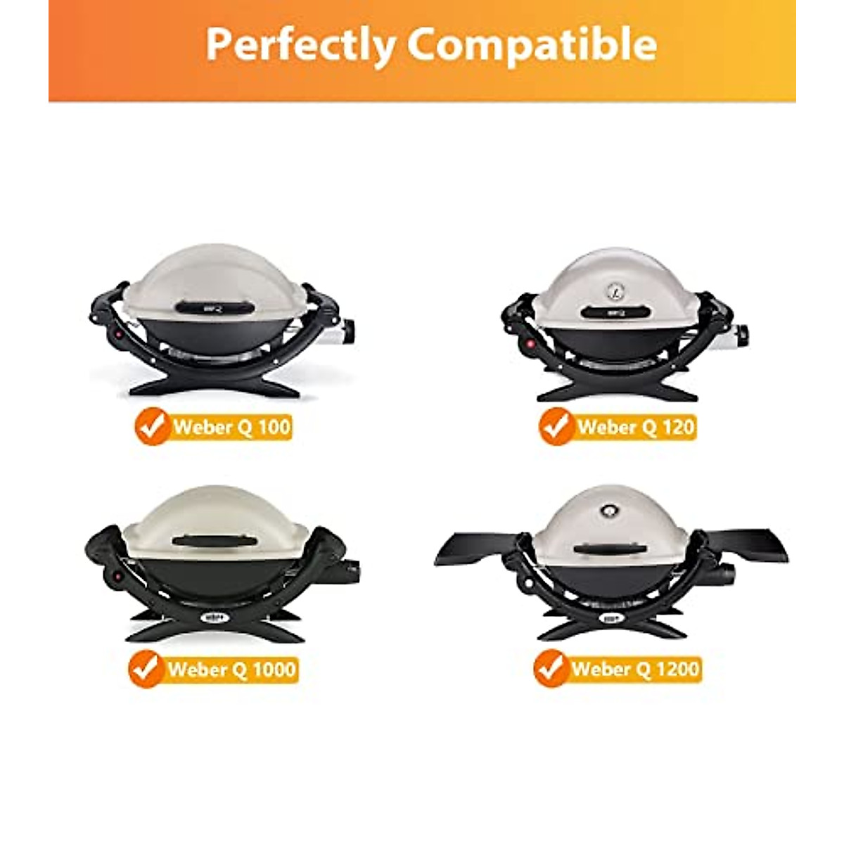 GRISUN 60040 304 Stainless Steel Grill Burner for Weber Q1200 Q1000 Q100 Q120, Baby Q, 17 inch Burner Tube for Weber 50060001, 51060001, 516002, 516001, 386001, 386002, Replacement Part 69957/41657