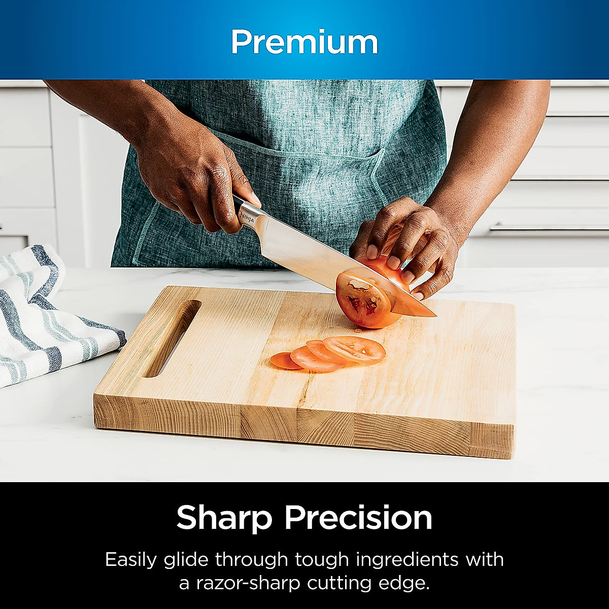 Ninja K32014 Foodi NeverDull Premium Knife System, 14 Piece Knife Block Set with Built-in Sharpener, German Stainless Steel Knives, Black & B39010 Foodi NeverStick Premium 10-Piece Bakeware Sheet Set