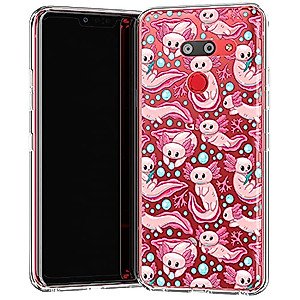 Slim TPU Phone Case Compatible with LG Velvet V60 V50 ThinQ 5G V40 V35 V30 Plus G7 G6 Ocean Axolotl Cute Soft Salamander Lightweight Lizard Clear Flexible Pink Silicone Sea Shockproof Cover