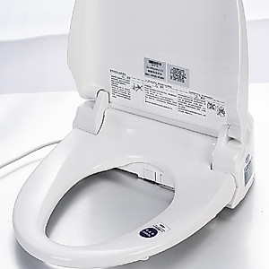 Bidet Toilet Seat, Elongated Toilet Seat Warm Water, Heated Seat Bidet with Remote Control,Self-cleaning Nozzle Temperature Adjustable LED Light, Need Electricity, for Hotel office Hospital school